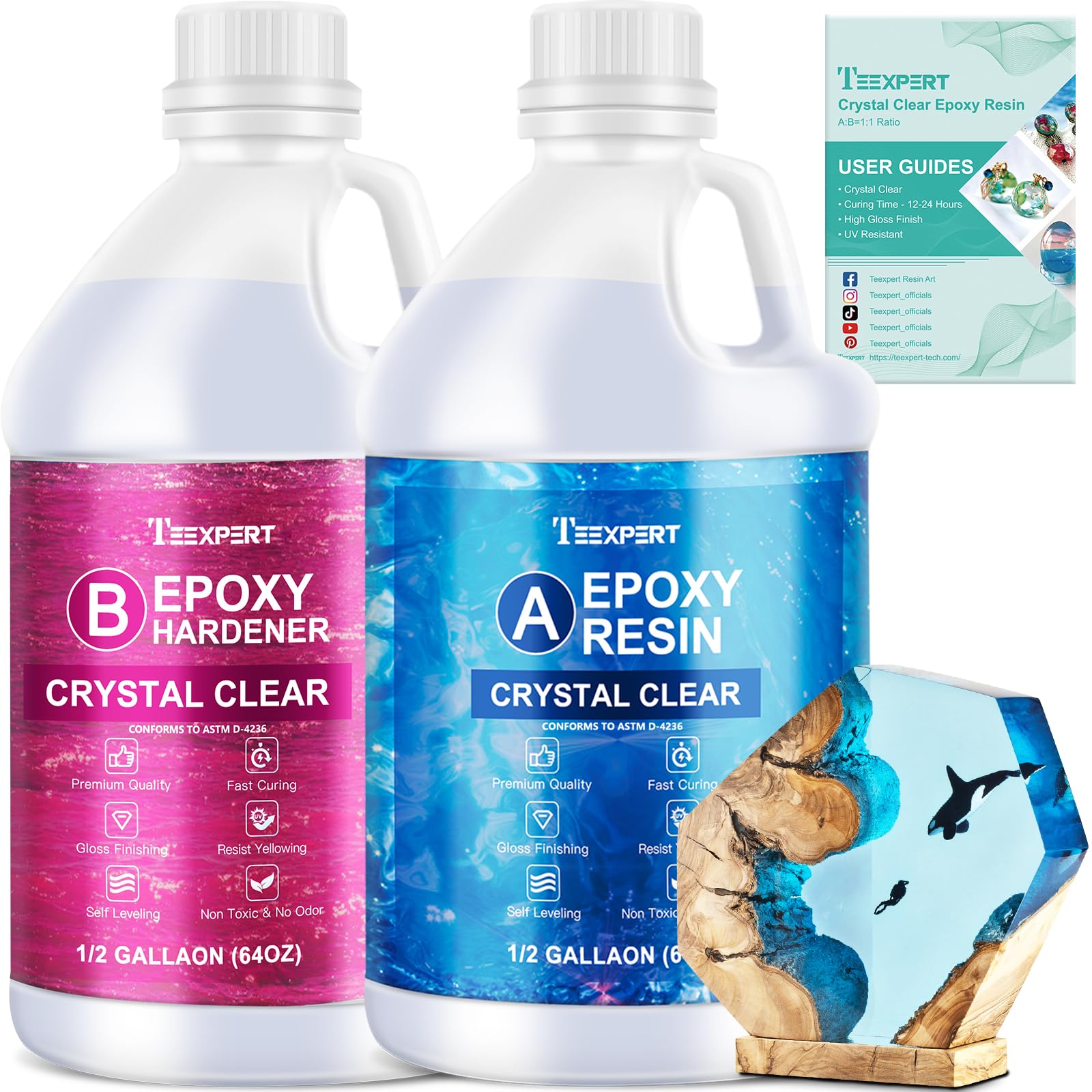 Teexpert Epoxy Resin Crystal Clear 64OZ Epoxy Resin BornilShop Teexpert Epoxy Resin Crystal Clear 64OZ Epoxy Resin BornilShop