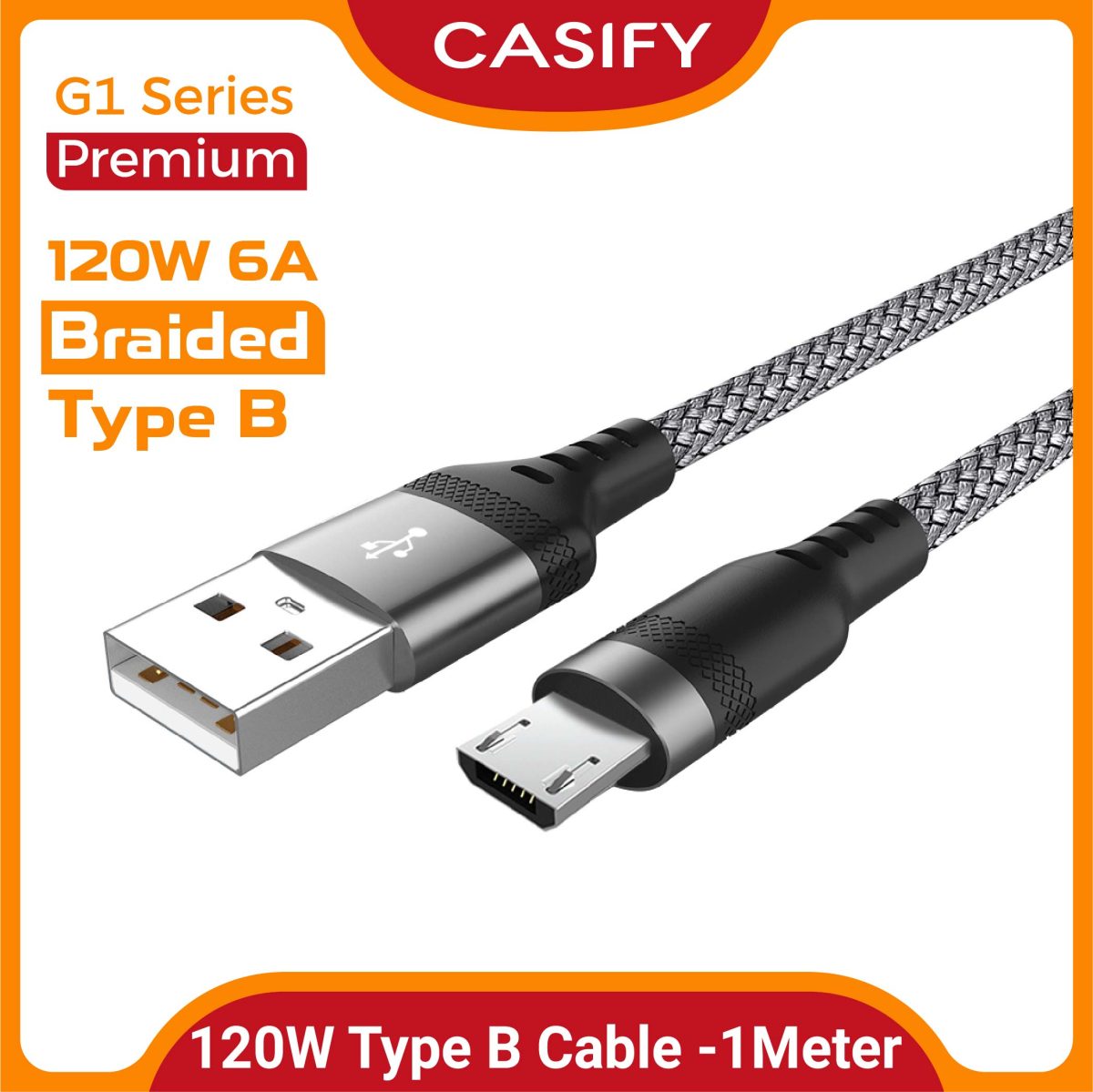 CASIFY G1 120W 6A Micro Usb Cable Type B Cable Fast Charging Cabe Micro ...